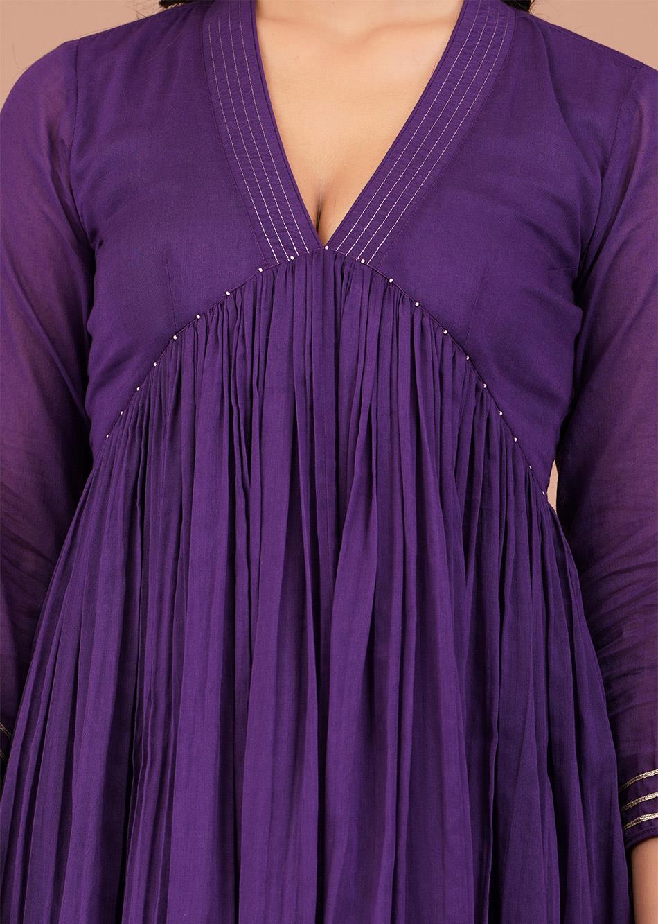 Shop Best Purple Collar Neck Anarkali Suit Set for Women Online Order ...